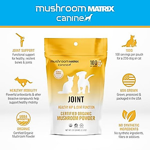 Om Mushroom Matrix Pet - Canine | Joint & Hip Function | USA Grown Human-Grade Organic Mushroom Powder Pet Supplement | Promotes Resilient Bones & Joints for Dogs & Cats | 100 Grams, 3.5 oz