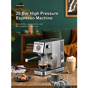 Espresso Machine , 20Bar Compact and Cappuccino Maker with Milk Frother Wand , Professional Coffee Machine for Latte , Stainless Steel