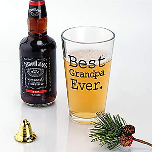 Modwnfy Best Grandpa Ever Beer Glass, Great Grandpa Beer Pint Glass for Men Grandpa Grandfather Husband Friend, Perfect Father Gift Idea for Christmas Birthday Father’s Day Retirement, 15 Oz