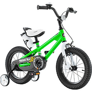 RoyalBaby Freestyle Kids Bike Boys Girls 16 Inch BMX Childrens Bicycle with Training Wheels & Kickstand for Ages 4-7 years, Green