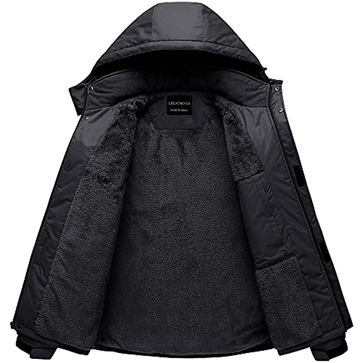 CREATMO US Men's Snowboard Jacket Mountain Waterproof Ski Snow Jacket Windproof Warm Winter Coat Snowboard Rain Jacket Black L