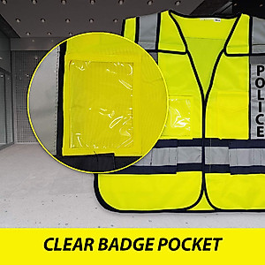 VIEWBRITE Reflective (Class 2) Police Vest Lime Green - 5 Point Breakaway High Visibility Yellow Safety Vest