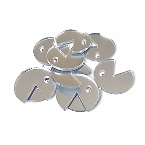Super Cool Creations Pac Man Shaped Crafting Mirrors, Set of 10, Many Colours, Shatterproof Acrylic, Red, Pack of 10 x 5cm