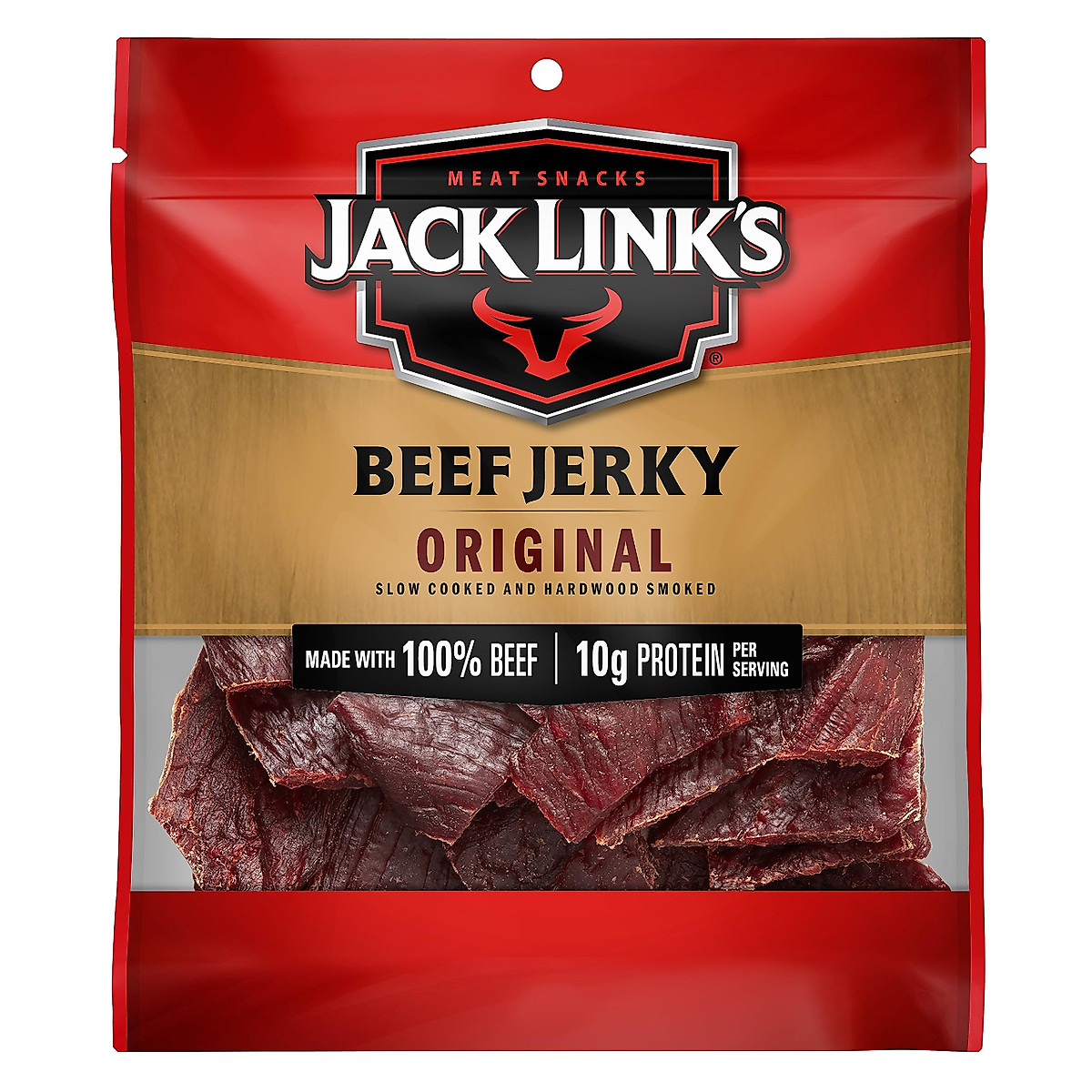 Jack Link's Beef Jerky, Original Flavor, 2.85 oz. - Flavorful Meat Snack, 10g of Protein and 80 Calories, Made with Premium Beef - 95 Percent Fat Free, No Added MSG** or Nitrates/Nitrites
