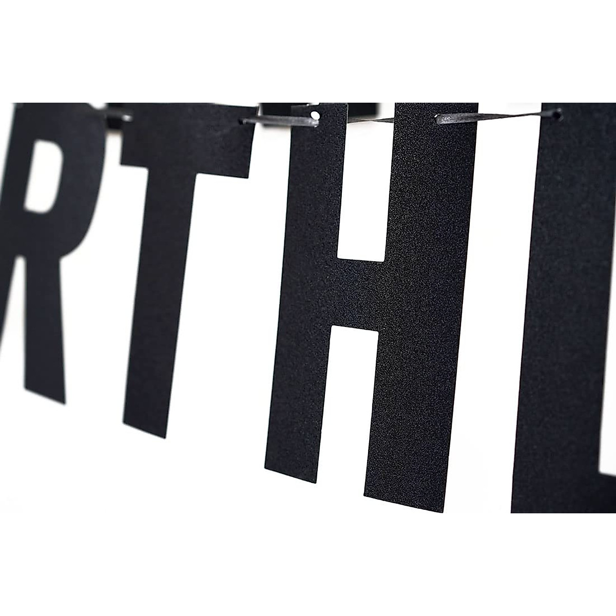 Black Happy Birthday Banner, Prestrung Glitter Happy Birthday Sign for Men Birthday Party Decorations