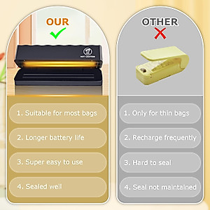 lazycozy® Mini Bag Sealer, Rechargeable Chip Bag Sealer with 5 Heating Levels, Portable Package Resealer for Snack Bags