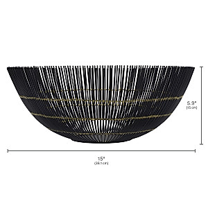 Gourmet Basics by Mikasa Benson Metal Centerpiece Fruit Basket, 15-Inch, Black