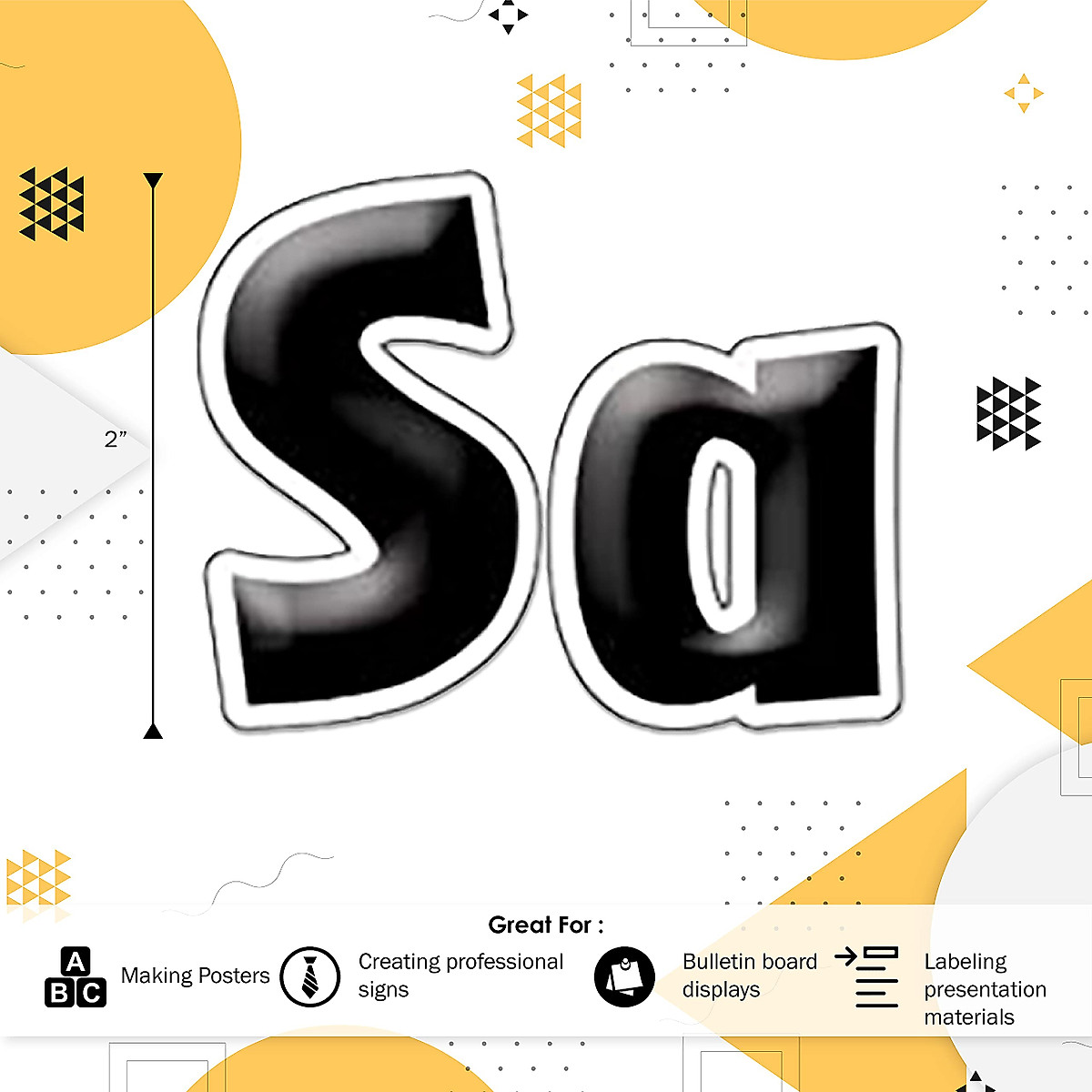 Barker Creek Letter Pop-Outs, 2" Black Tie Affair, Multicolor Designer Letters for Bulletin Boards, Breakrooms, Reception Areas, Signs, Displays, and More! 2", 676 Characters per Set (1905)