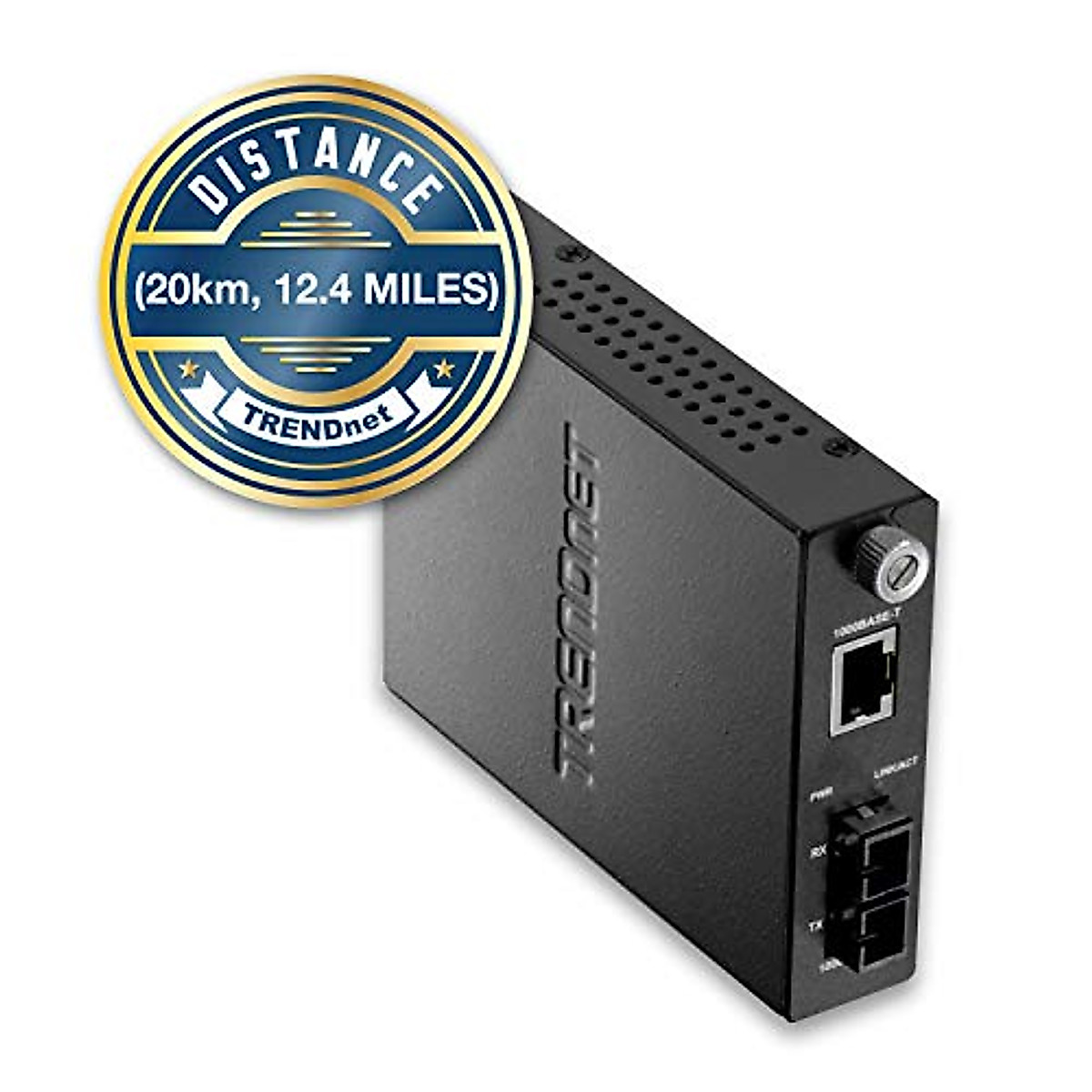 TRENDnet Intelligent 1000Base-T to 1000Base-LX/SX Single Mode SC Fiber Media Converter (20KM, 12.4Miles), Fiber to Ethernet Converter, SC Type Fiber Port,Lifetime Protection, TFC-1000S20, Black