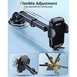 Humixx Phone Mount for Car [Military-Grade Super Suction] Universal Hands-Free Car Phone Holder Mount for Dashboard Windshield Air Vent Car Mount for iPhone 14 Pro Max Plus Samsung All Phones & Cars