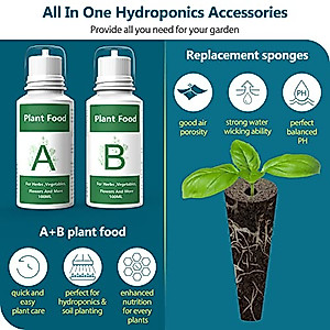 Yoocaa 128pcs Seed Pod Kit for Aerogarden, Grow Anything Kit with 50Grow Sponges, A&B Nutrient Plant Food, 50Labels, 12Grow Baskets, 12Grow Domes, Compatible with Hydroponics Supplies from All Brands