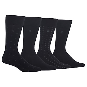 Chaps mens Pattern and Solid Assorted Dress Crew (4 Pack) Sock, Diamond (Black), 6 US
