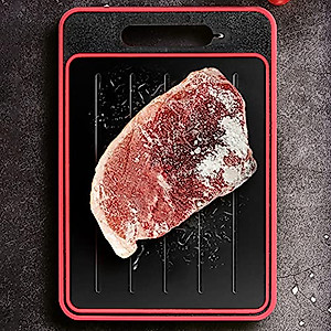 Double-Sided Cutting Board for Kitchen, Chopping Board with Metal Grinding Cube for Griding,Thick Chopping Boards for Meat,Veggies,Fruits, Easy Grip Handle(Red)