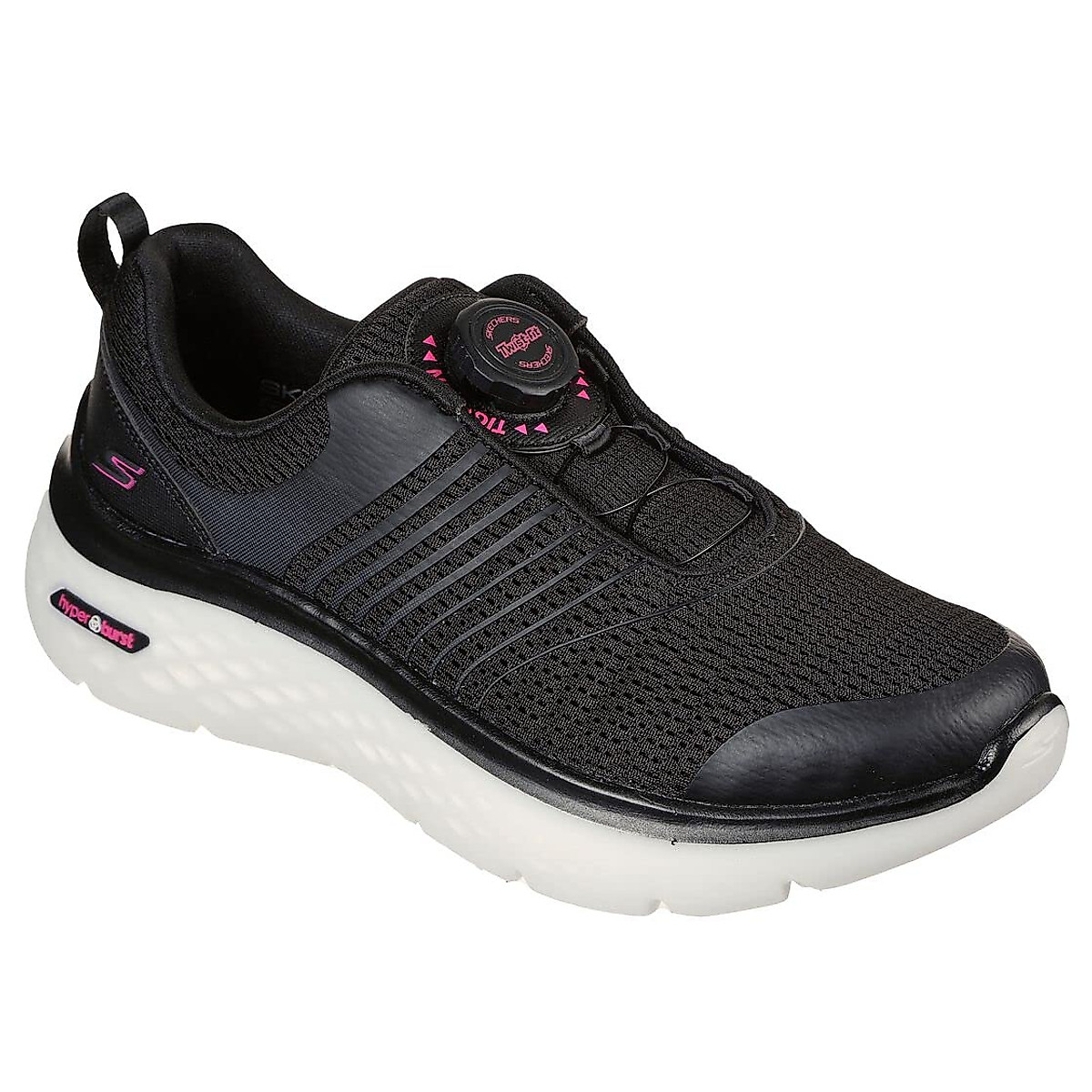 Skechers Women's Twist Fit: GO Walk Hyper Burst - Bold Outlook Sneakers, Black/Hot Pink, 11