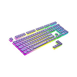 Ranked Pudding PBT Keycaps | 112 Double Shot Translucent ANSI US & ISO Layout | OEM Profile for RGB Mechanical Gaming Keyboard (Lavender)