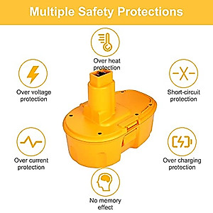 2-Pack 18V DC9096 Replacement Battery Compatible with Dewalt 18-Volt Ni-Mh Battery DC9098 DC9099 DW9095 DW9096 DW9098 DE9038 DE9039 DE9098 Cordless Power Tools, yellow
