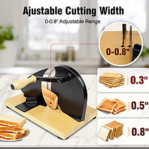 Manual Bread Slicer Versatile Hand-Crank Bread Slicer Manual Rotary Bread Slicer stainless steel slices for Butter, Chocolate, Sausage etc Adjustable Width 0.78'' for Homemade & Commercial Use