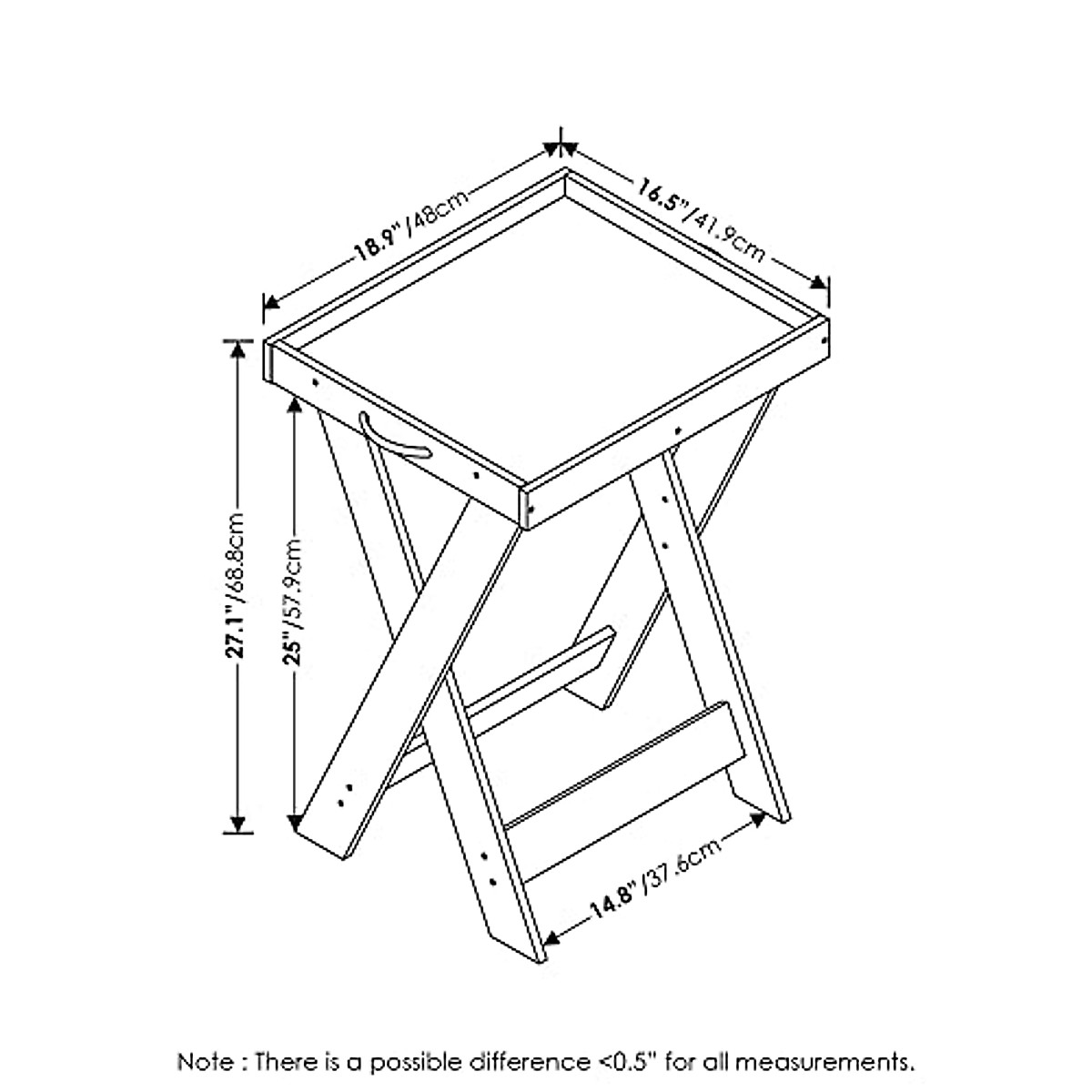 Furinno Classic Tray Table with Removable Tray, Espresso