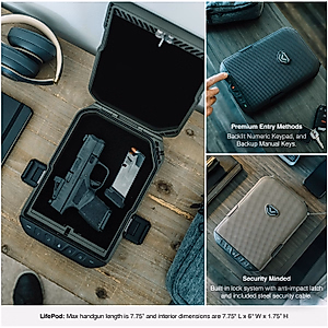 VAULTEK LifePod Secure Waterproof Travel Case Rugged Electronic Lock Box Travel Organizer Portable Handgun Case with Backlit Keypad (Rush Orange)