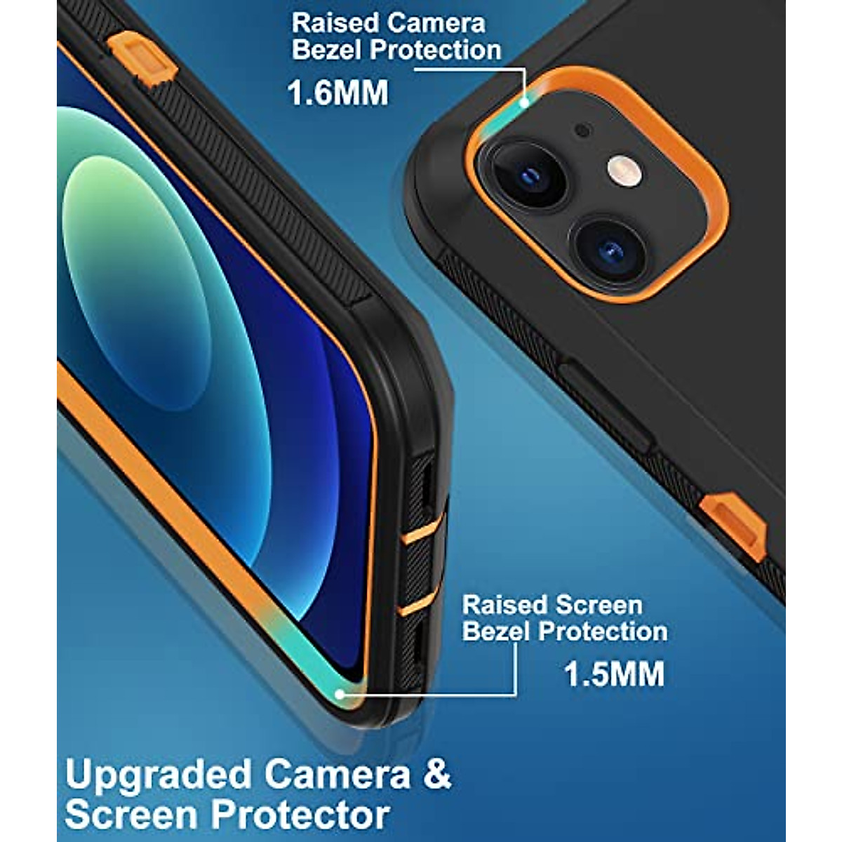 Aimoll-88 for iPhone 12 Case, iPhone 12 Pro Case, with Built in Screen Protector Heavy Duty Drop Protection Shockproof Dust Proof Protective Phone Cover for Apple iPhone 12/12 Pro (Black/Orange)