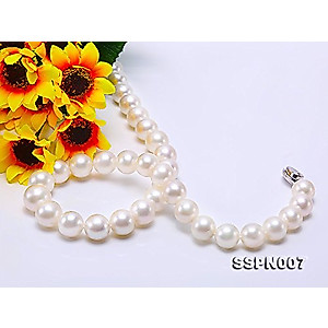 JYX Pearl Necklace 12-14mm White South Sea Pearl Necklace AAAA Round Women Sea Water Pearl Necklace 18"