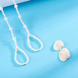 Yalice 2Pcs Pearl Barefoot Sandals Anklet Beach Foot Chain Toe Wedding Ankle Bracelet Jewelry for Women (2 layered)