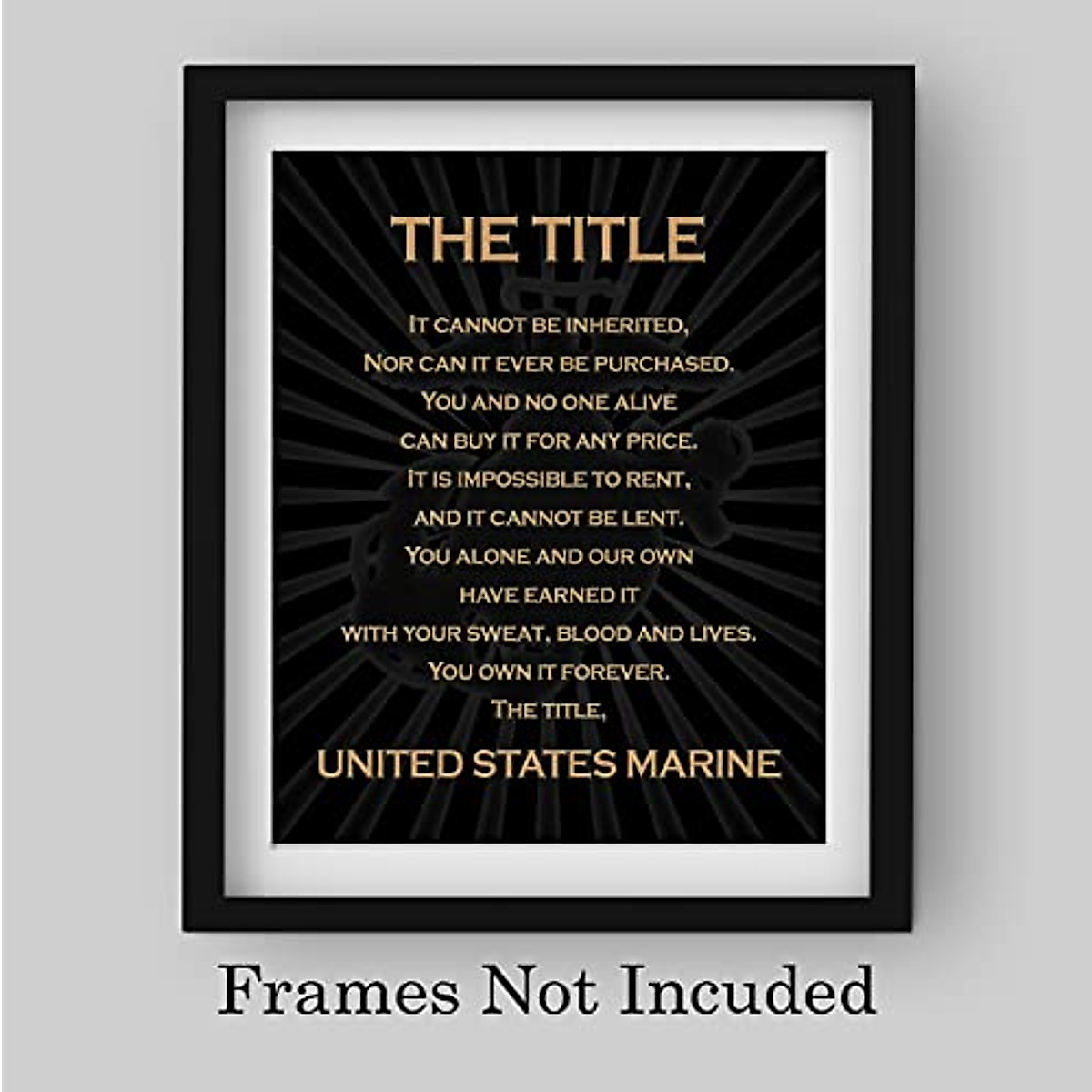"The Title - United States Marine"- Patriotic US Marine Corps Wall Art Decor -8 x 10" Military Print -Ready To Frame. Home-Office-School Decor. Perfect Gift for Marines & Veterans. Semper Fi - Oorah!