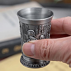 Mini Shot, Hand Embossed Elegant Vintage Unique Refined Whiskey Shot Glass for Bar(Ancient tin)