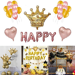 MYUBWTF 6 Pieces 40 inch Large Gold Crown Balloons, Giant Foil Cap Balloon, Aluminum Foil Helium Balloons for Birthday Wedding Party Decorations Anniversary Party Halloween Christmas (40-inch)