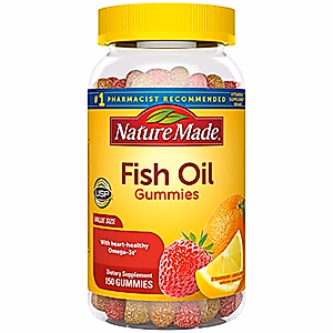 Nature Made Fish Oil Gummies, Omega 3 Fish Oil Supplements, Healthy Heart Support, 150 Gummies, 75 Day Supply