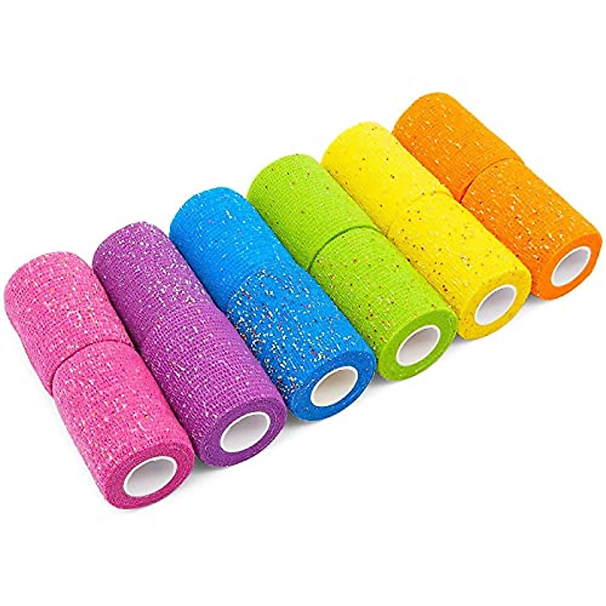 Self Adhesive Wrap, Glitter Cohesive Vet Tape for Pets (3x180 in, 12 Pack)