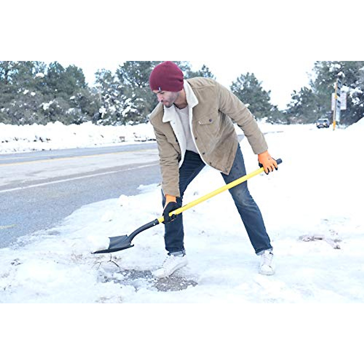 Deerskin or Waterproof Cold Weather Work Gloves Double Coated Windproof HPT Plam and Fingers Acrylic Terry inner