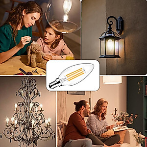 5 Pack C35 4Watt LED Candelabra Bulbs Equivalent to 40w Incandescent Bulbs,3000K Warm White 500 Lumens,B11 Candelabra Light Bulbs, E12 Dimmable Filament Clear Glass Candle Lamp for Home Decor