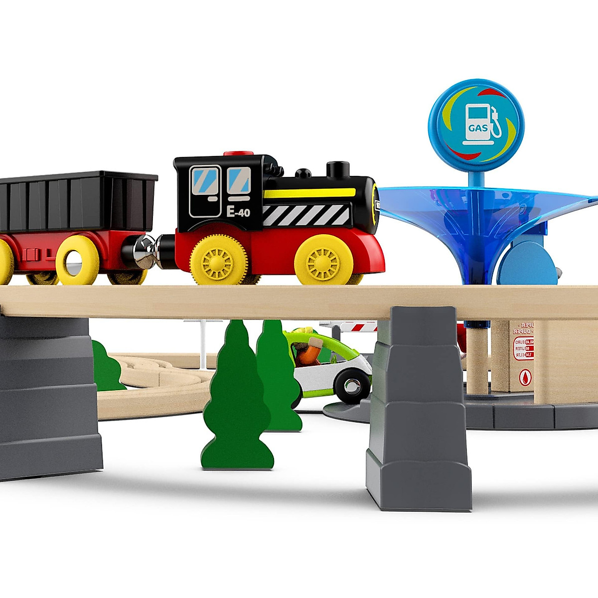 Battery Operated Locomotive Train, Magnetic Train Toy for Wooden Tracks, Motorized Train Compatible with Thomas, Brio, Chuggington, Melissa & Doug