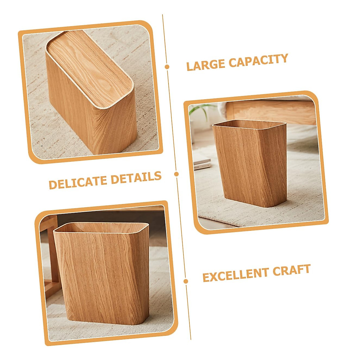 Angoily Trash Bags Wood Trash Can Wood Garbage Can Wood Trash Bin Garbage Bags Dump Pouch Trash Basket Waste Can s Japanese-Style Wastebasket Trash Bag Container Office Wrought Iron