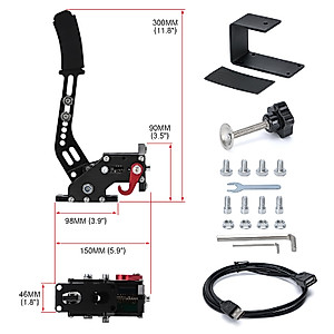64-Bit PC USB Handbrake for SIM Auto Racing Games G25/ G27/G29 T500 Steel & Aluminum RALLY Adjustable for PC Windows PS Black with Clamp