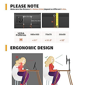 HEMUDU Single Desk Monitor Arm Mount Stand Fit for 13 inch to 32 inch Flat Curved Computer Screen with Swivel, Height Adjustable, Rotation,Holds up to 77lbs, Black