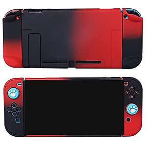 Dockable Case for Nintendo Switch - COMCOOL 3 in 1 Protective Cover Case for Nintendo Switch and Joy-Con Controller with Screen Protector - Red Black
