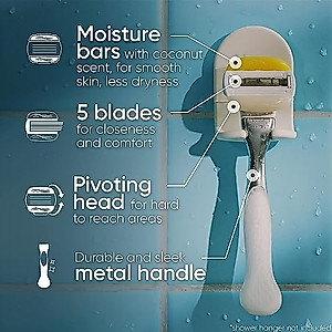 Gillette Venus Comfortglide with Olay Coconut Womens Razor Handle + Blade Refills, Silver, 2 Count