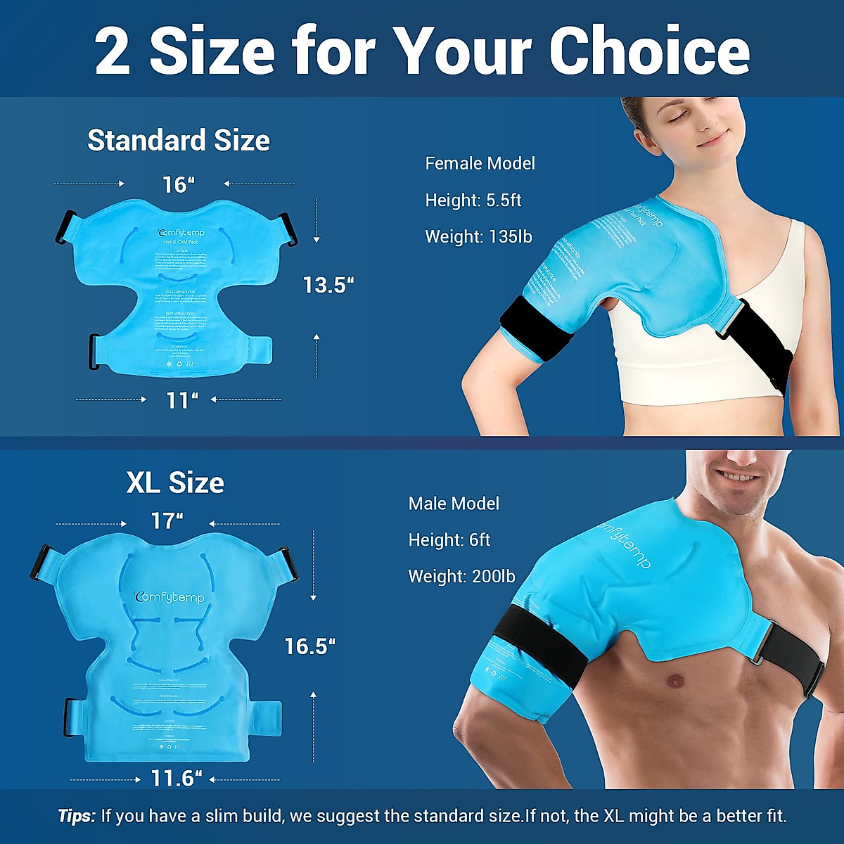 Comfytemp Shoulder Ice Pack Wrap Rotator Cuff Cold Therapy, FSA HSA Eligible, Reusable Shoulder Brace, Gel Ice Packs for Injuries, Hot Cold Compression for Pain Relief, Gift for Recovery after Surgery