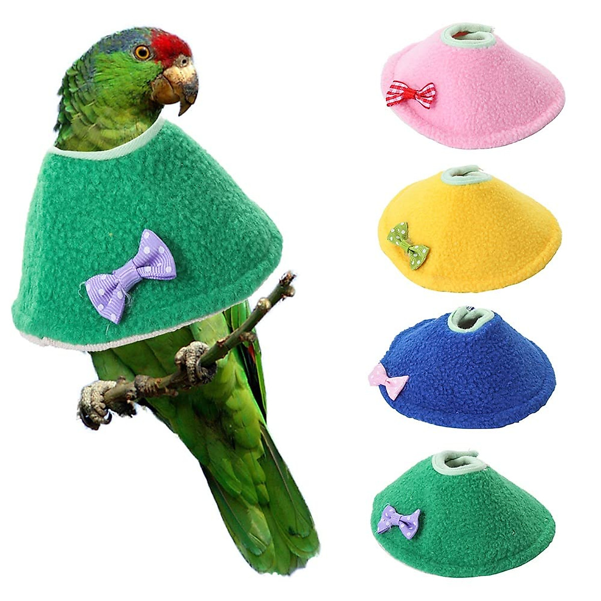 4 Pcs Adjustable Bird Cone Collar, Elizabethan Collar Parrots Protection Cover, Anti-bite Anti-Licking Wound Healing After Surgery Collar Cones(L)