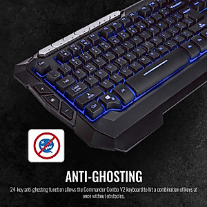 Thermaltake Tt eSPORTS Commander Combo V2, Gaming Keyboard and Gaming Mouse with 2500 DPI, 3 Color Back Lights and Lighting Effect, CM-CMC-WLXXMB-US