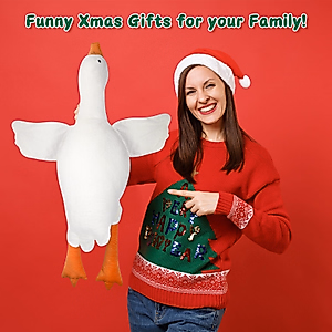 HPOSAN Goose Stuffed Animal Toy Cute Giant White Goose Stuffed Animal Duck Plush Super Soft Hugging (A:19.5 inch)