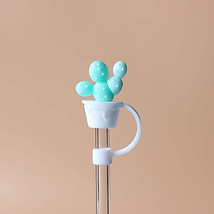 TEONEI Cactus Shape Straw Covers Caps,Straw Tip Covers,Reusable Drinking Straw Tips Lids Straw Toppers Straw Plug for 7-8mm Straws,4PCS