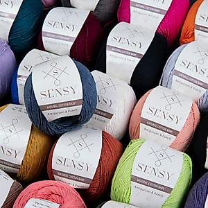 Sensy 100% Recycled Cotton Yarn for Amigurumi Knitting and Crochet, Macrame Yarn, Ideal for Blanket, Throws, Pillow, Baby Dolls Projects 4 Skeins (Baby Blue)