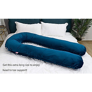 Meiz Pregnancy Pillow, Pregnancy Body Pillow, Pregnancy Pillows for Sleeping, 65" Maternity Body Pillow for Pregnant Women with Velvet Cover, Blue