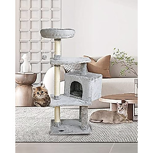 FISH&NAP Cat Tree for Indoor Cat Tower Cat Condo Sisal Scratching Posts with Jump Platform Cat Furniture Activity Center Play House Grey