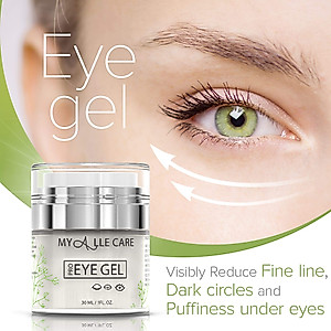 Eye Gel with Hyaluronic Acid, Reduce Dark Circles, Puffiness and Eye Bags. Anti Wrinkle Under Eye Treatment, Hydrating Gel with Collagen, Aloe and Vitamin E, Anti Aging Cream for Men & Women