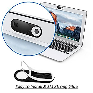 FMDAN Webcam Cover, 6 Pack Laptop Camera Cover, Ultra Thin Privacy Camera Cover Slide for MacBook Pro, iMac, Laptop, Desktop, PC, Tablet, iPad Pro, iPhone, Smartphone (Black, 2 Size)