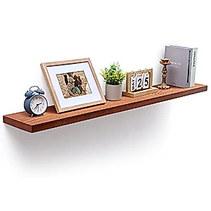 Axeman Floating Shelves, Long Wall Shelves 48 Inch, Rustic Wooden Shelves for Wall, Floating Wall Shelves for Living Room Bedroom Office Honey